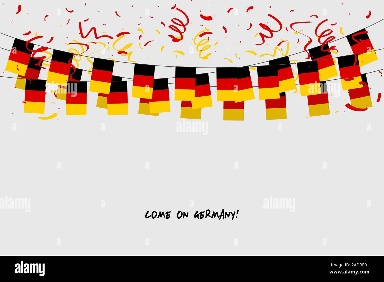 Germany garland flag with confetti on gray background, Hang bunting for ...