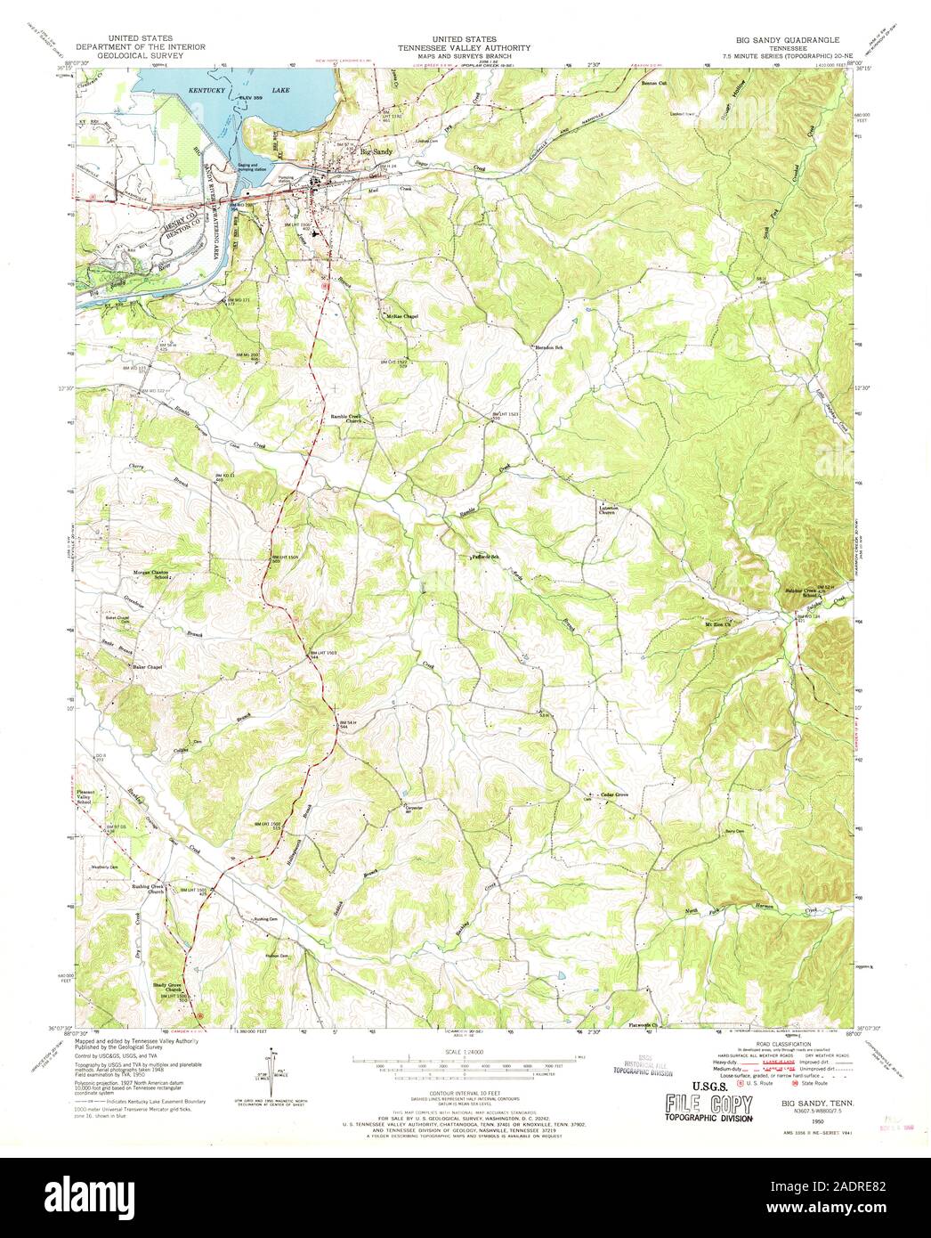 USGS TOPO Map Tennessee TN Big Sandy 149476 1950 24000 Restoration ...