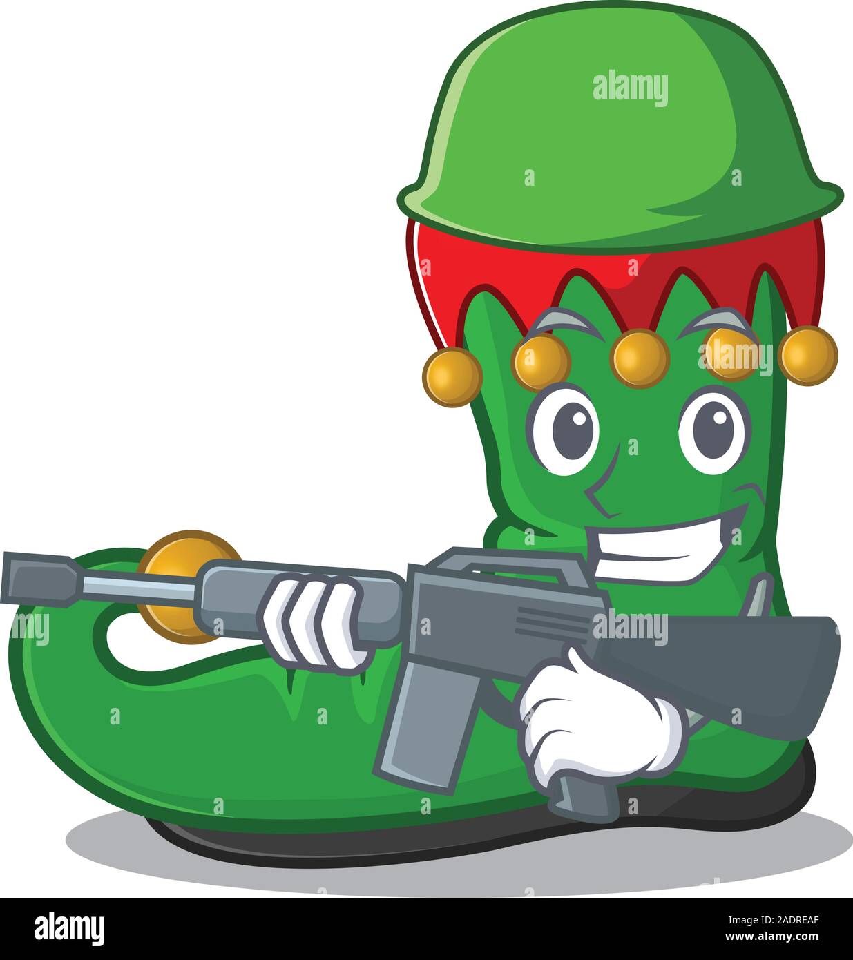 A cartoon style of elf shoes Army with machine gun Stock Vector Image ...