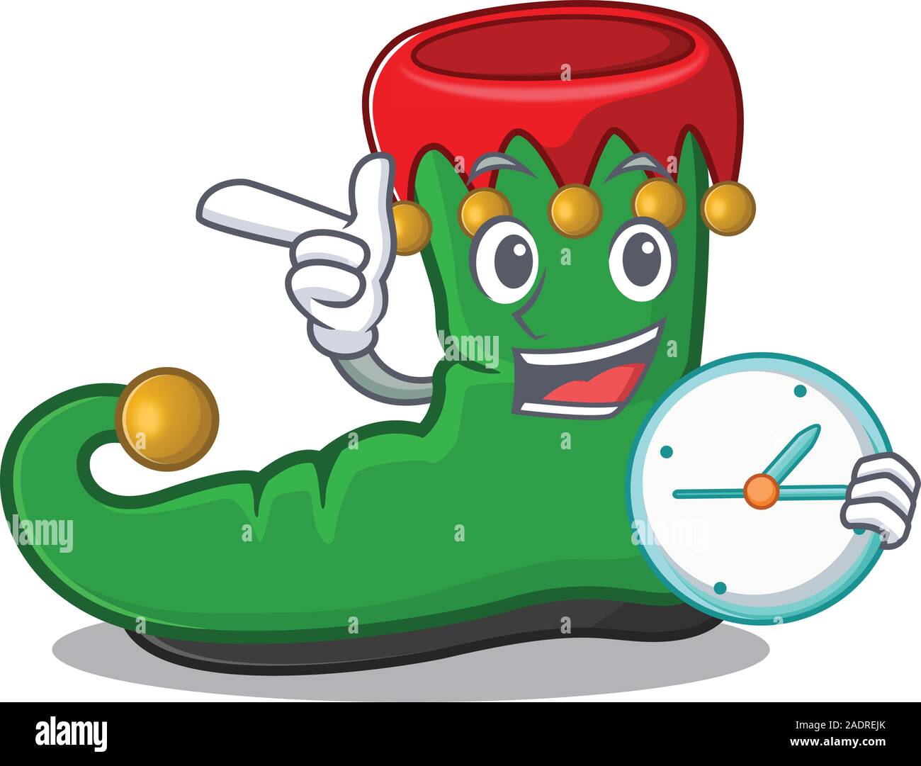 With clock smiling elf shoes cartoon character style Stock Vector Image ...