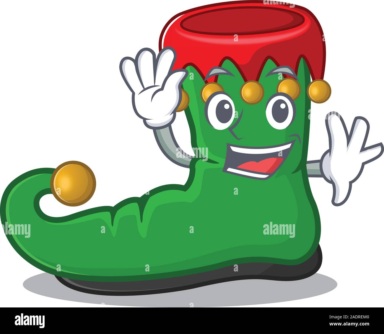 Waving cute smiley elf shoes cartoon character style Stock Vector Image ...