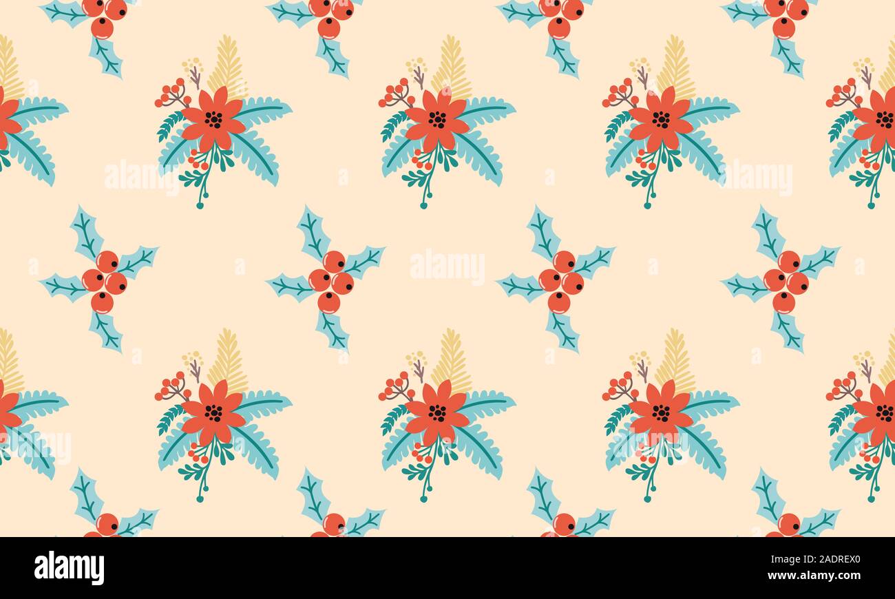 Seamless floral pattern background, with red flower motif Stock Vector ...