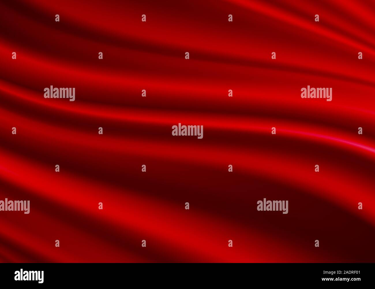 Realistic red fabric satin wave luxury background texture vector ...