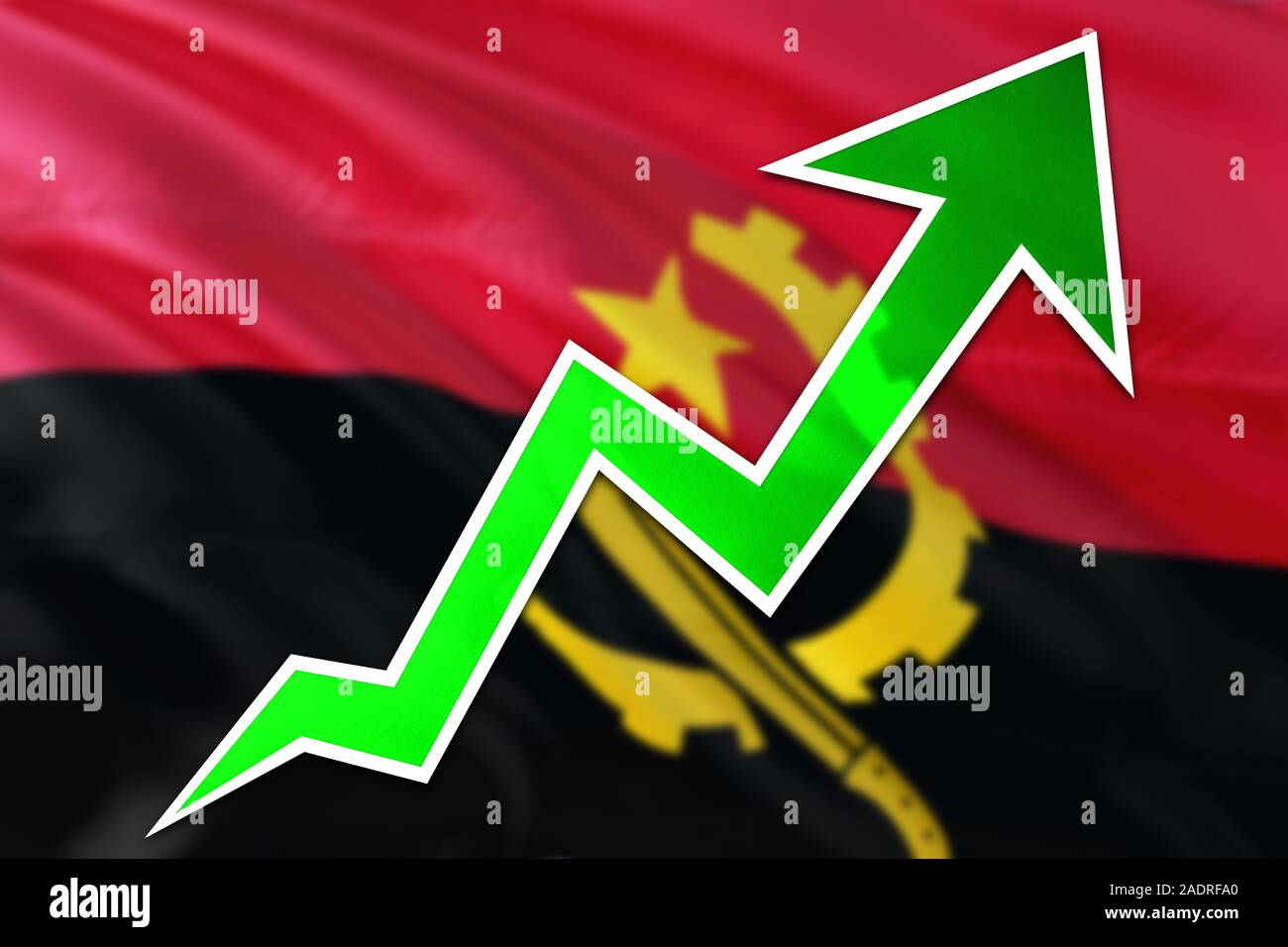 Angola economy graph is indicating positive growth, green arrow going ...