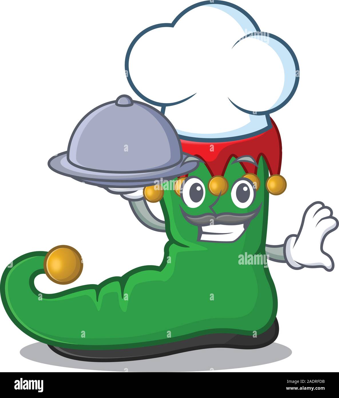 smiling elf shoes as a Chef with food cartoon style design Stock Vector ...