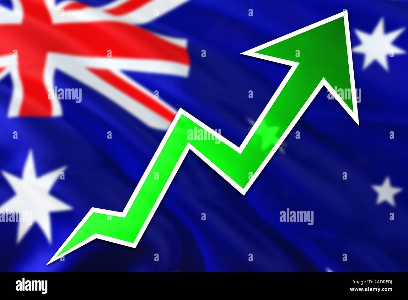 Australia economy graph is indicating positive growth, green arrow ...