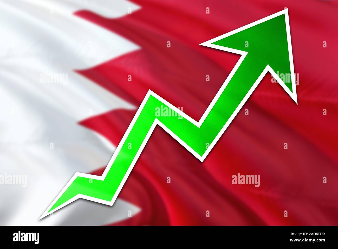 Bahrain economy graph is indicating positive growth, green arrow going ...