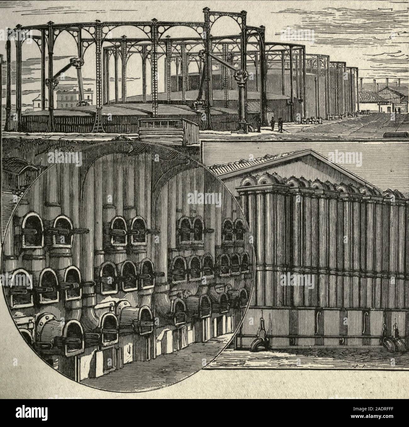 Gas Holders, Retorts, and Condensers, circa 1884 Stock Photo - Alamy