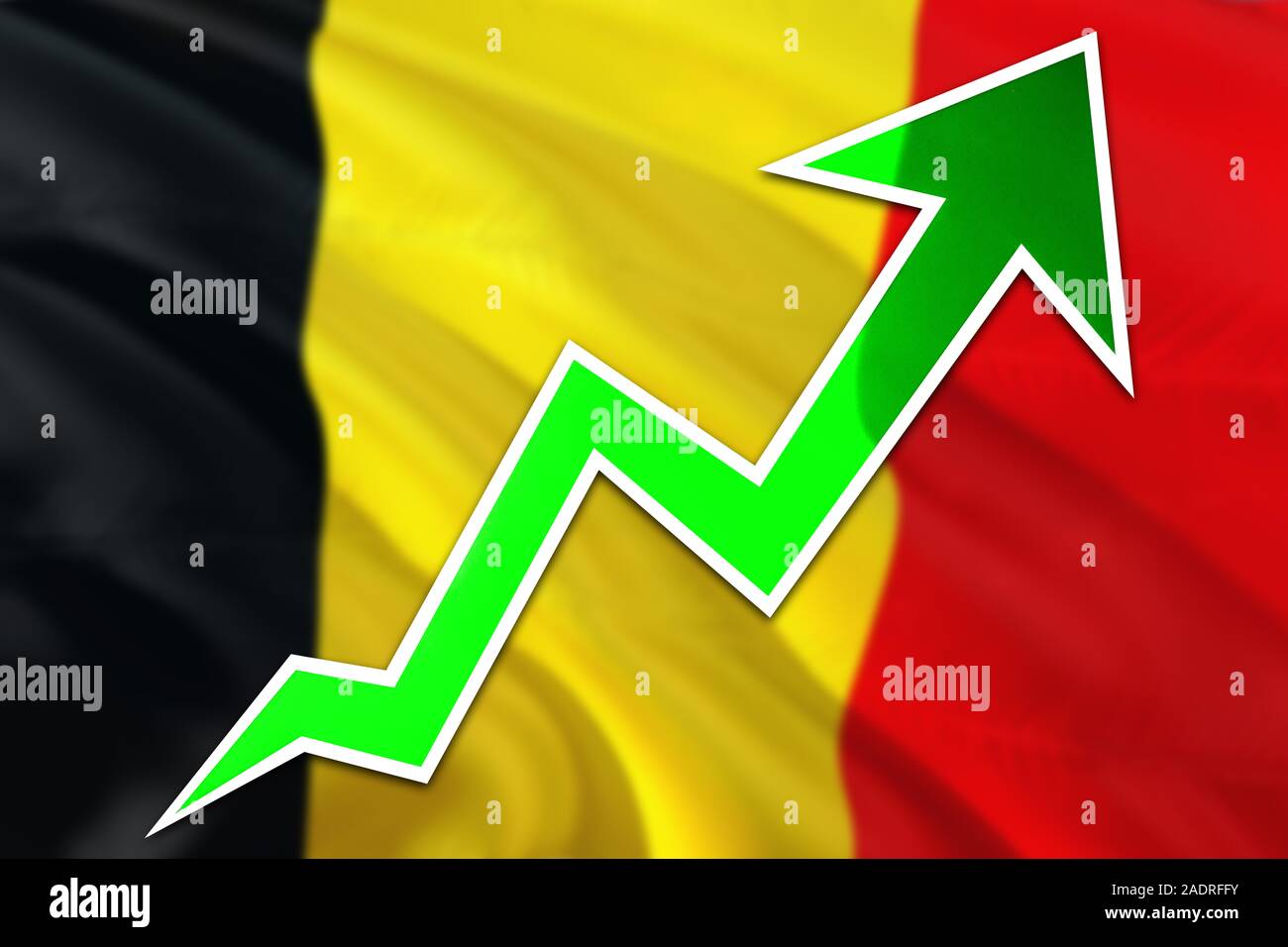 Belgium economy graph is indicating positive growth, green arrow going ...