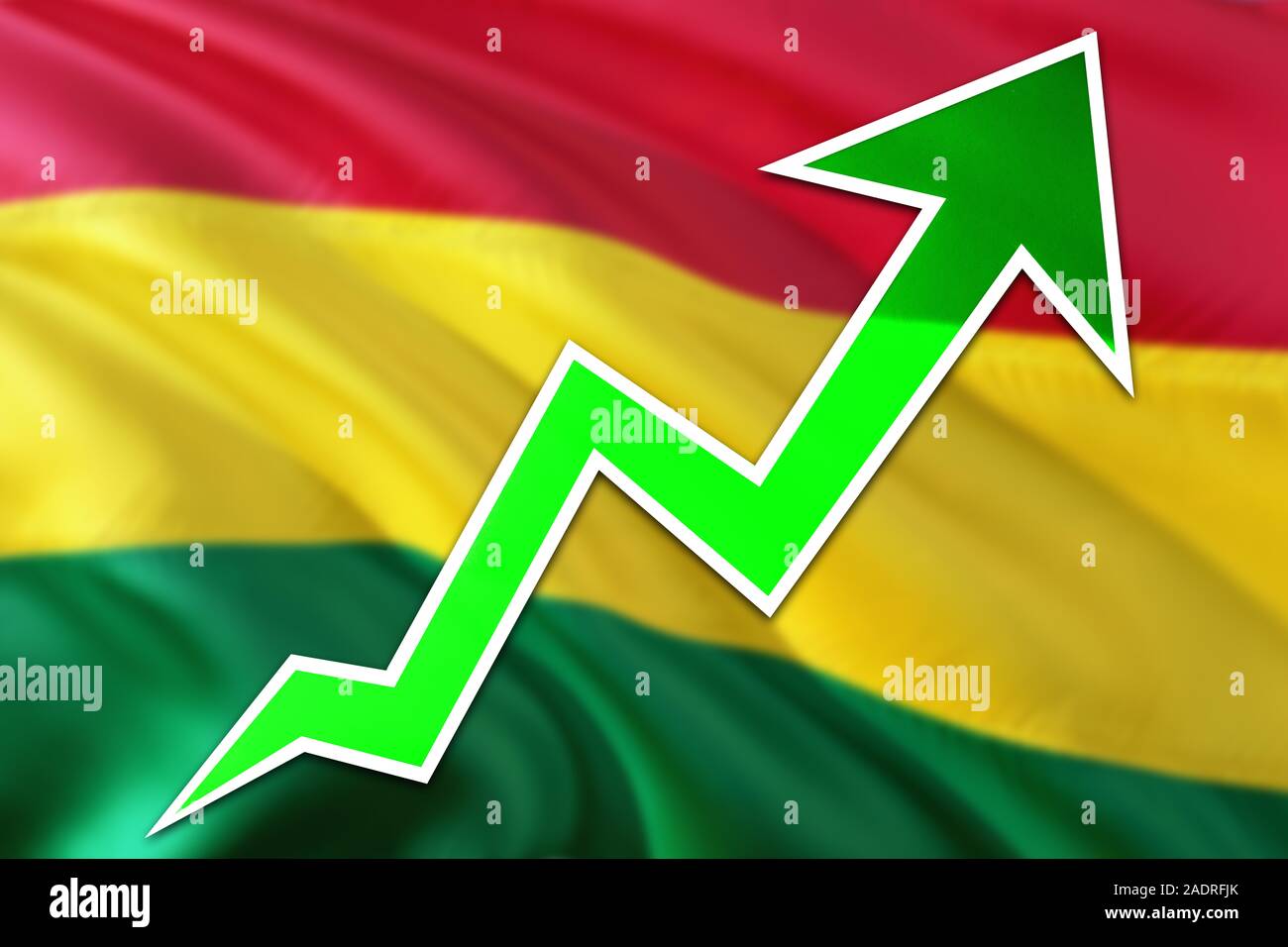 Bolivia economy graph is indicating positive growth, green arrow going ...