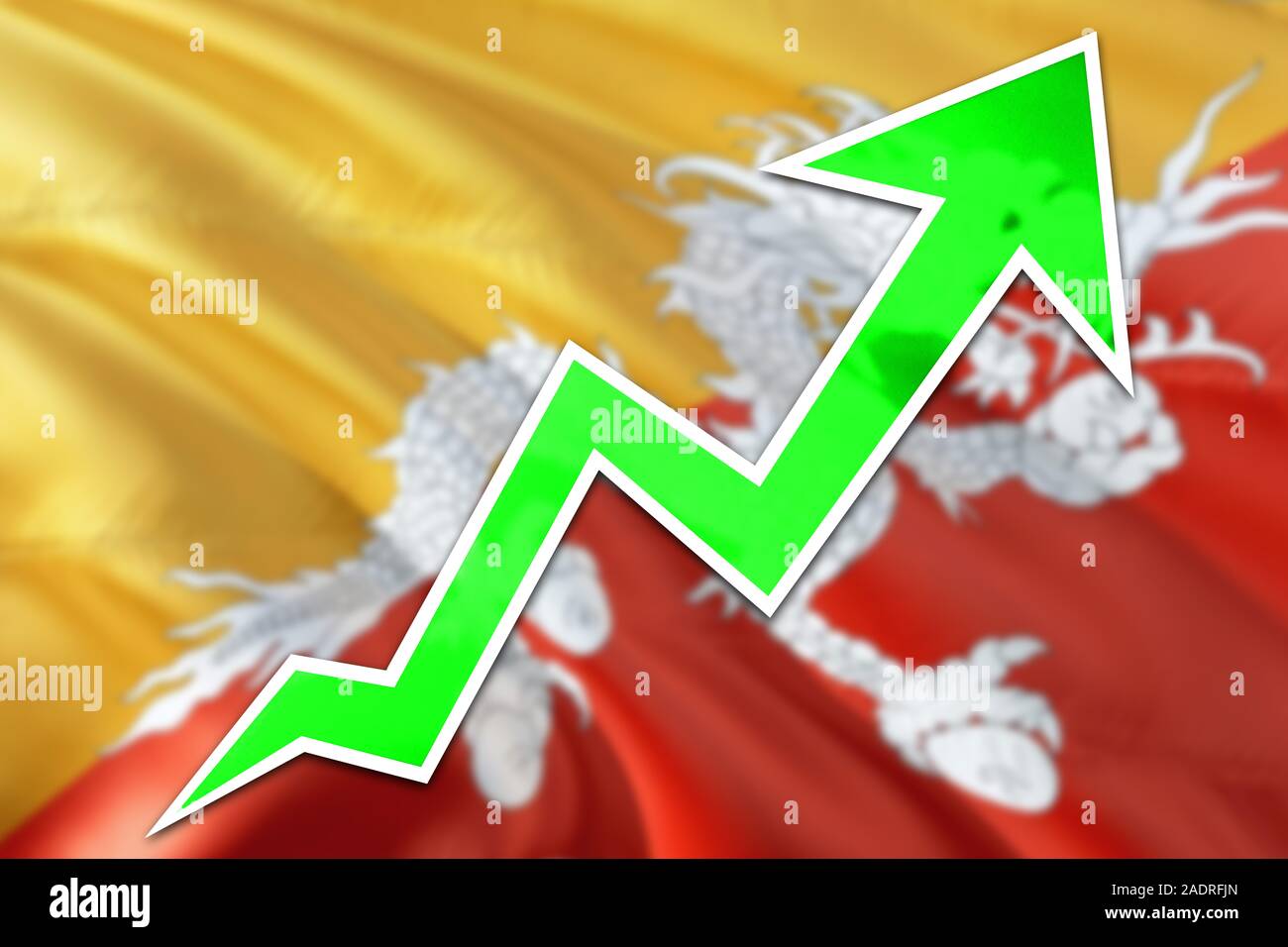 Bhutan economy graph is indicating positive growth, green arrow going ...
