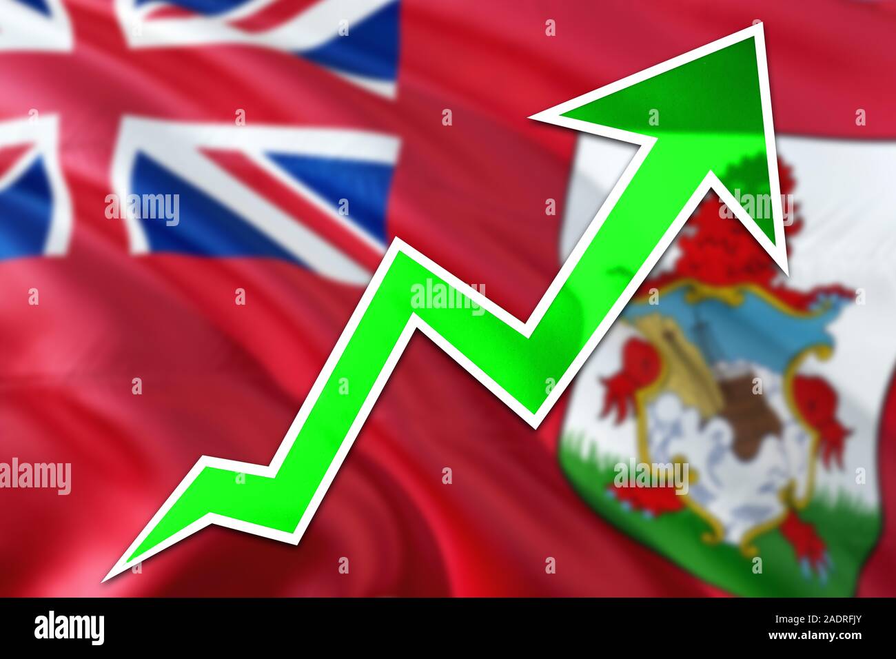 Bermuda economy graph is indicating positive growth, green arrow going ...
