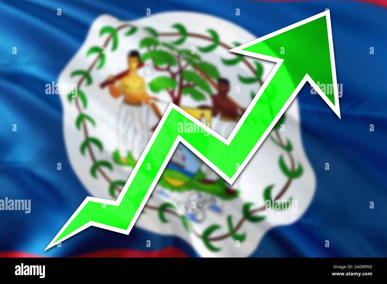 Belize economy graph is indicating positive growth, green arrow going ...