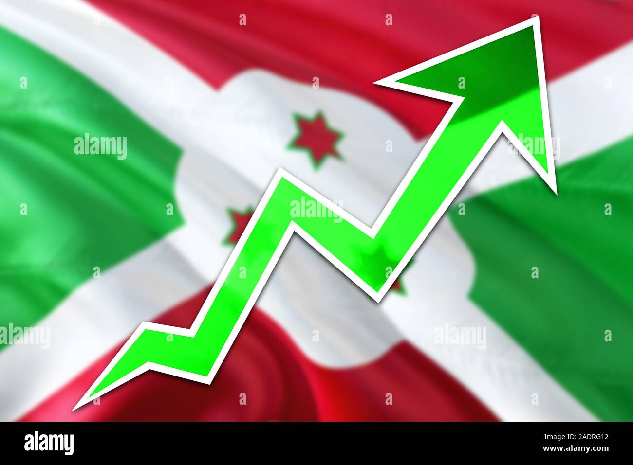 Burundi economy graph is indicating positive growth, green arrow going ...