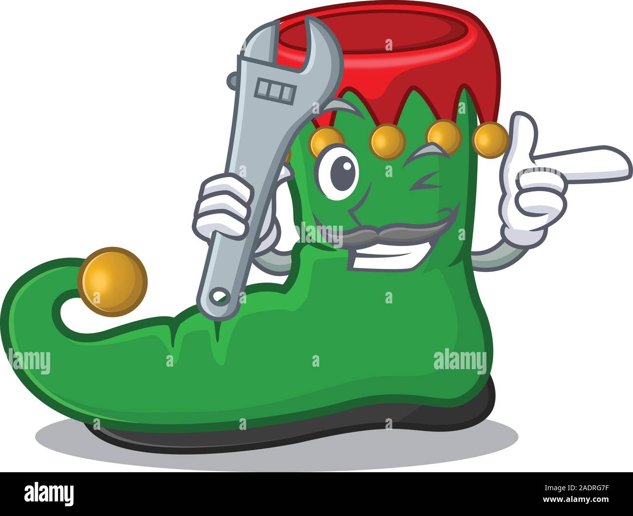 Professional Mechanic elf shoes mascot cartoon character style Stock ...