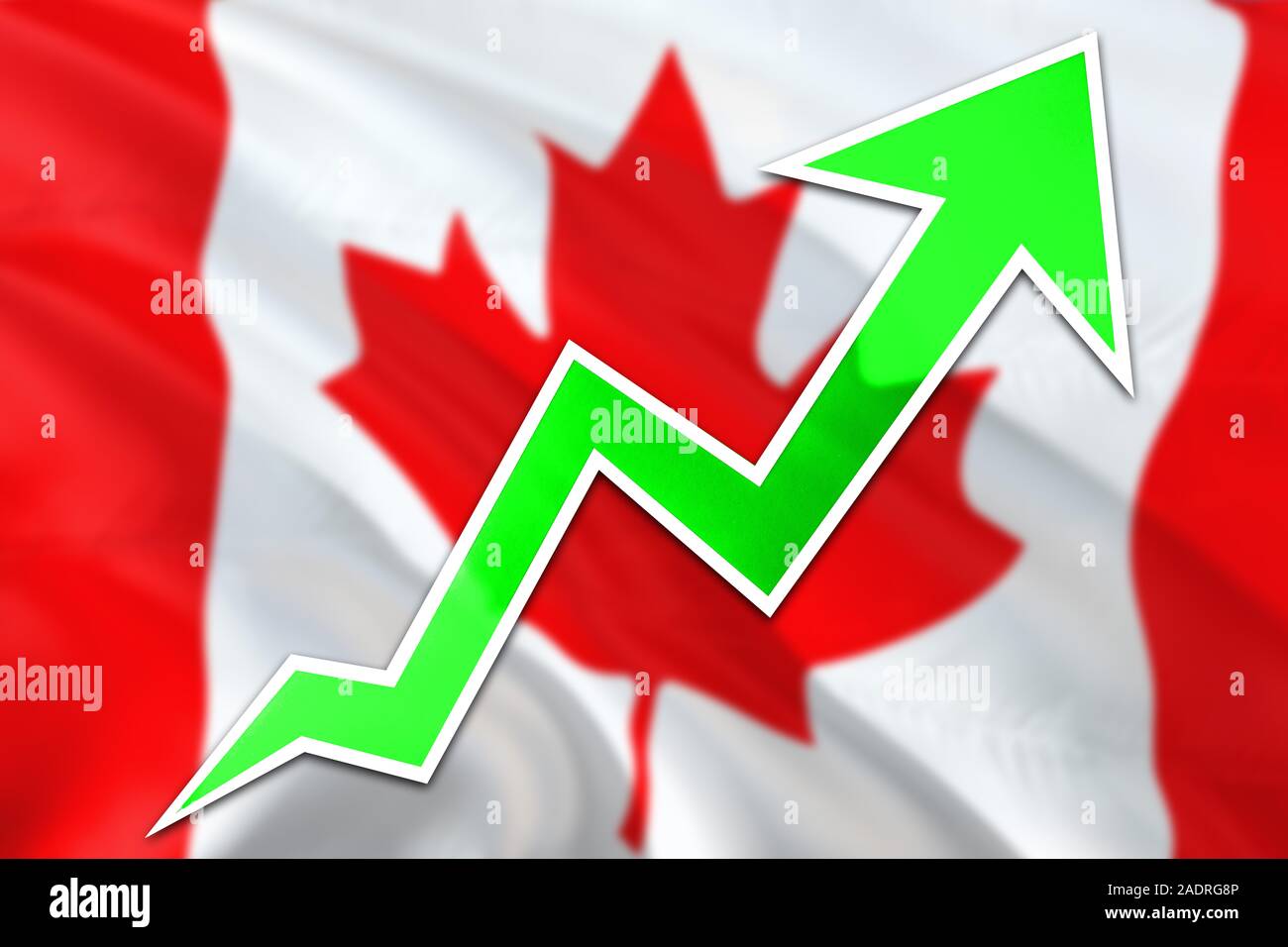 Canada economy graph is indicating positive growth, green arrow going ...