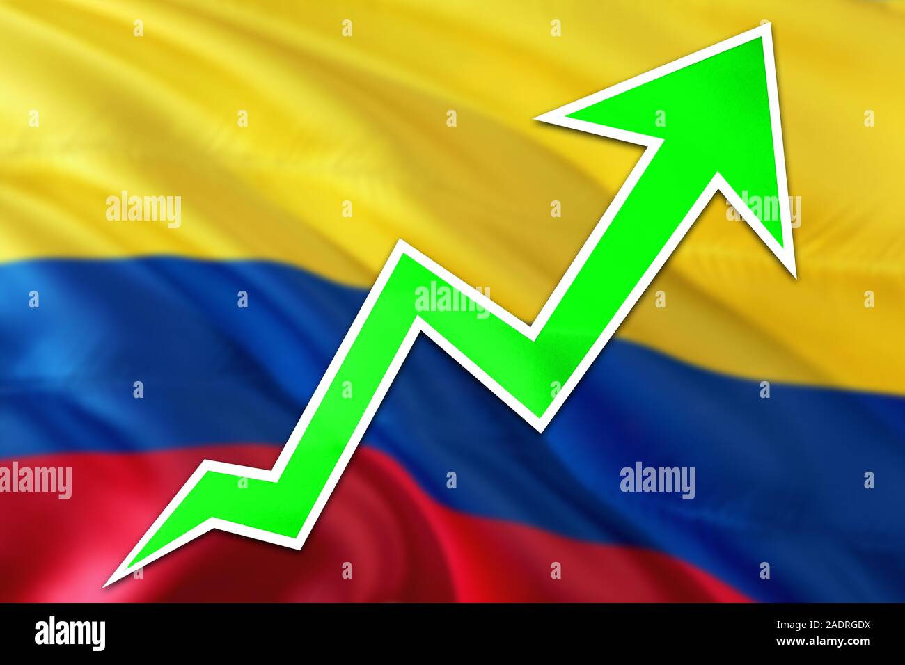 Colombia economy graph is indicating positive growth, green arrow going ...