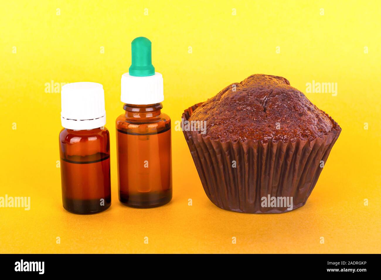 brownie cake with marijuana. chocolate cake with THC extract on a ...