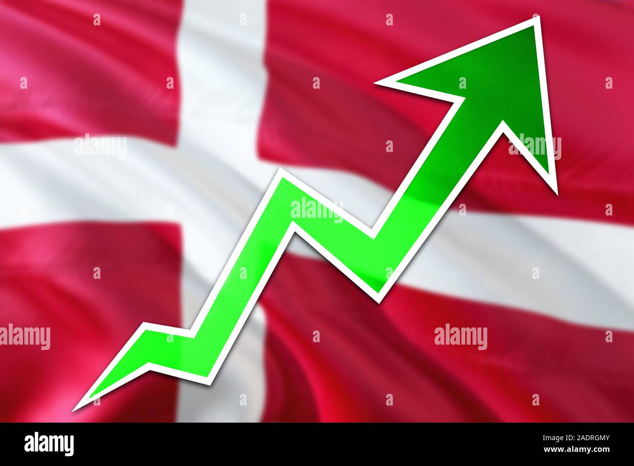 Denmark economy graph is indicating positive growth, green arrow going ...
