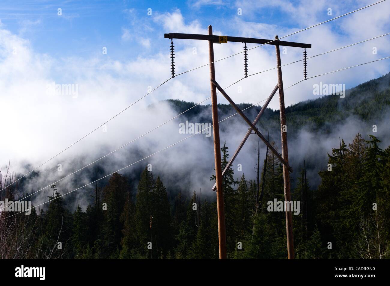 Power lines in Cypress Bowl Provincial Park in West Vancouver, British ...