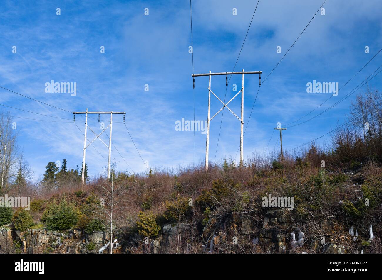 Power lines in Cypress Bowl Provincial Park in West Vancouver, British ...
