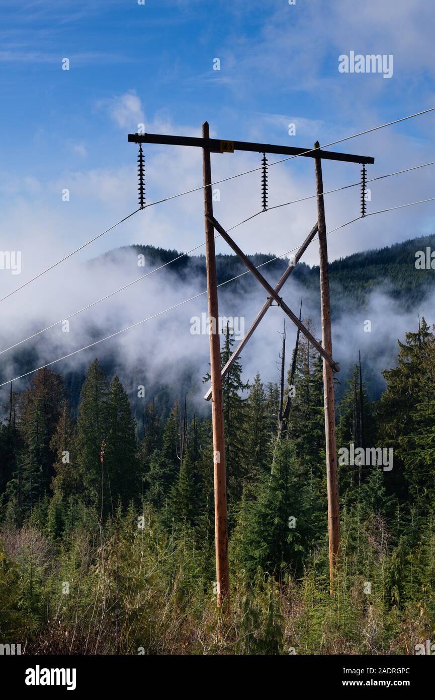 Power lines in Cypress Bowl Provincial Park in West Vancouver, British ...