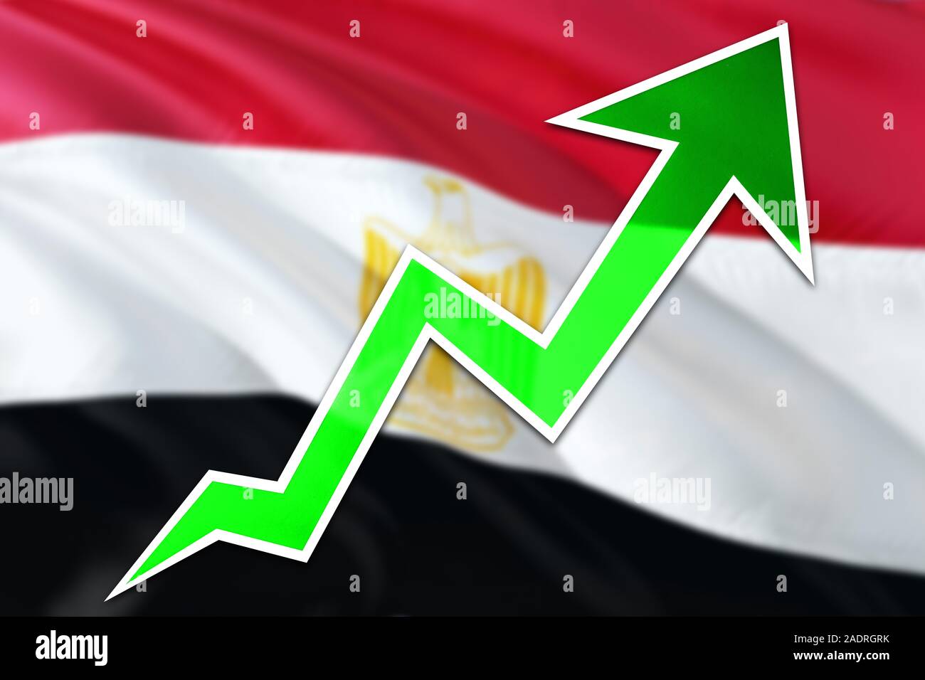 Egypt economy graph is indicating positive growth, green arrow going up ...