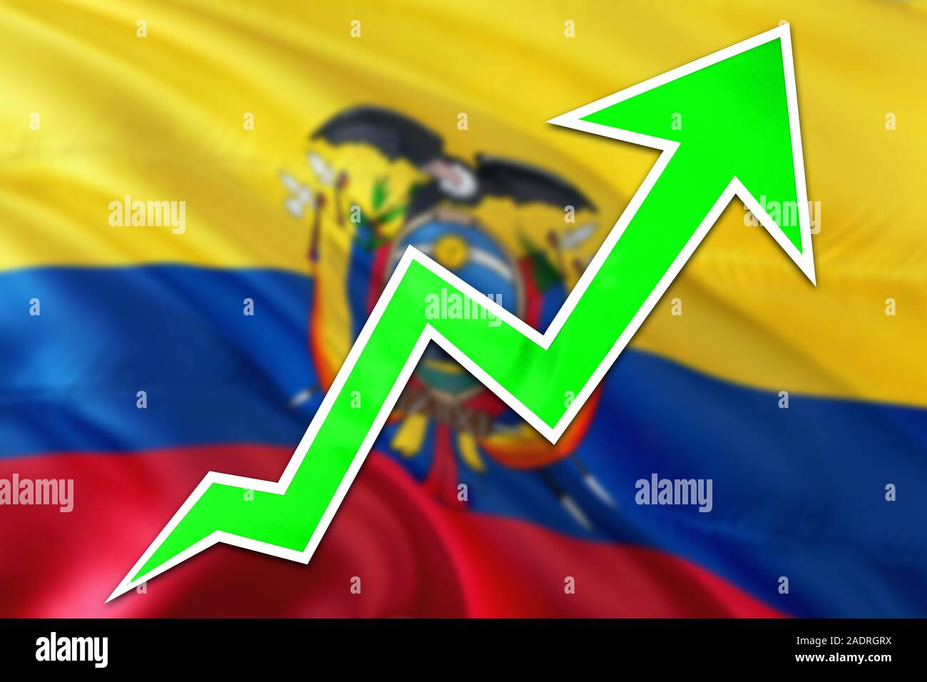 Ecuador economy graph is indicating positive growth, green arrow going ...