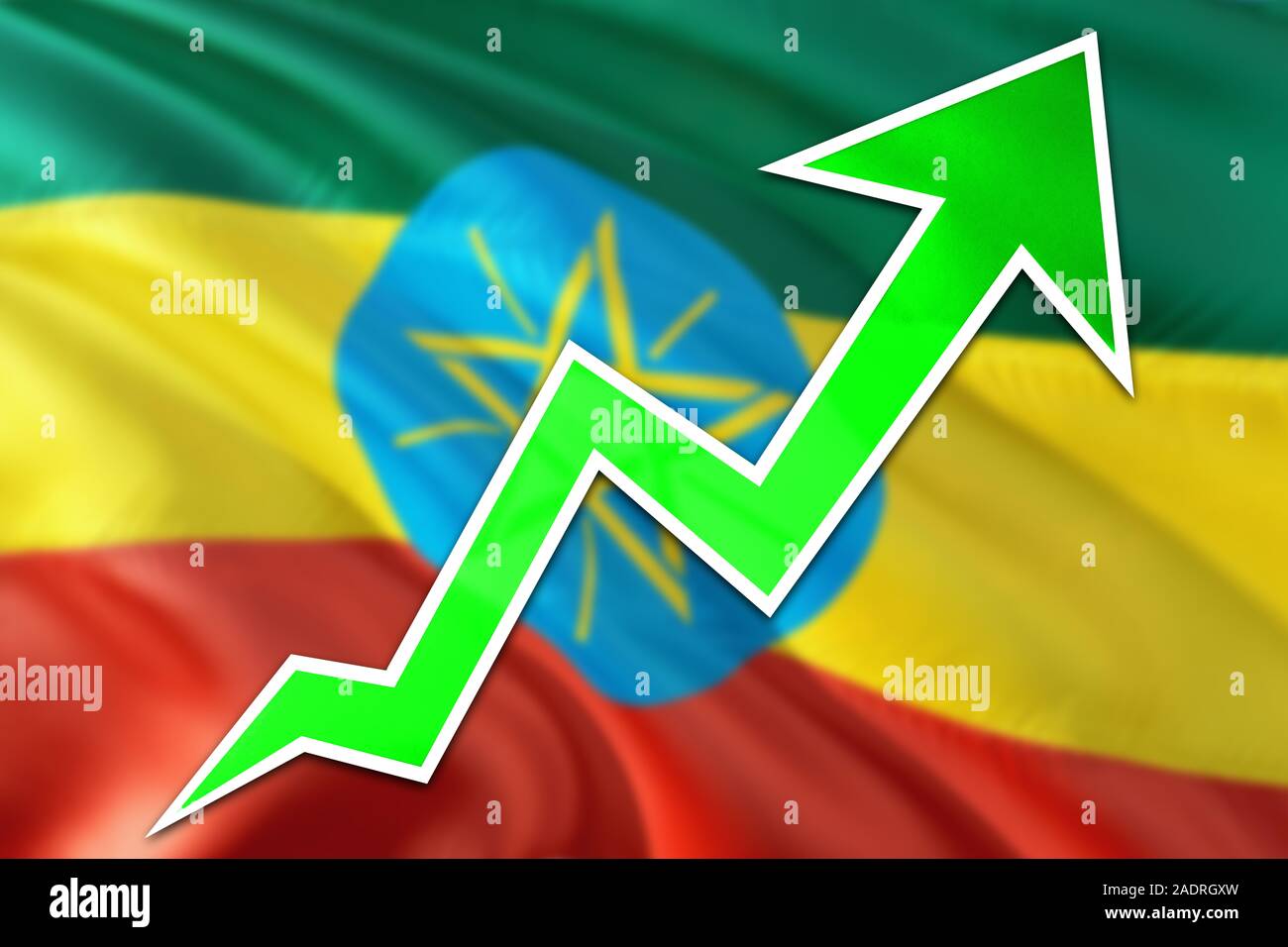 Ethiopia economy graph is indicating positive growth, green arrow going ...