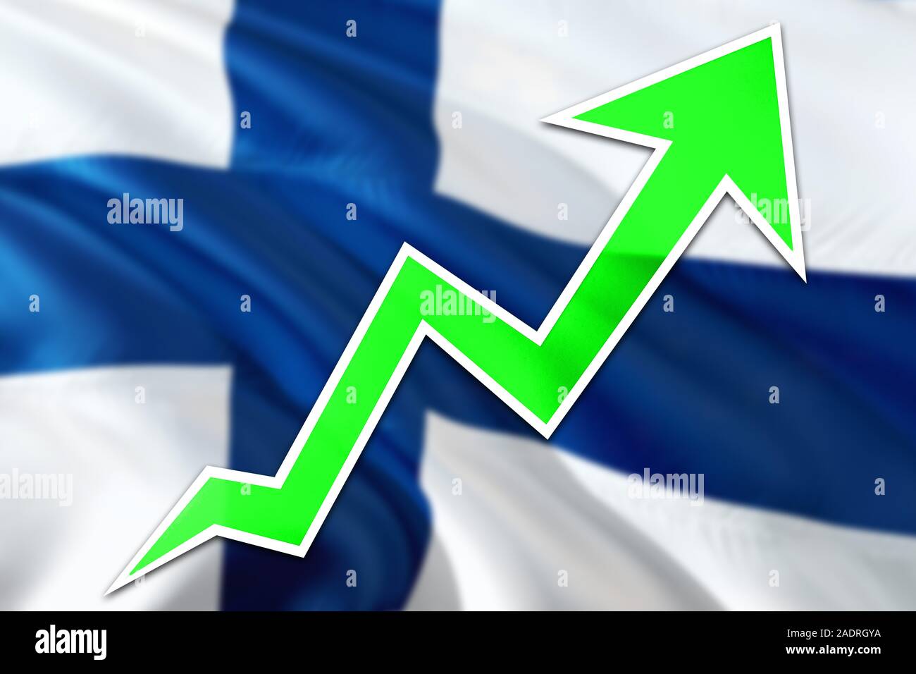Finland economy graph is indicating positive growth, green arrow going ...