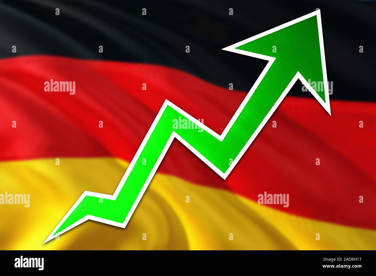 Germany economy graph is indicating positive growth, green arrow going ...
