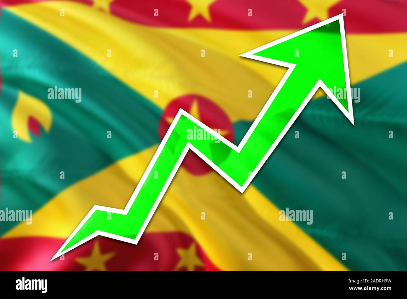 Grenada economy graph is indicating positive growth, green arrow going ...