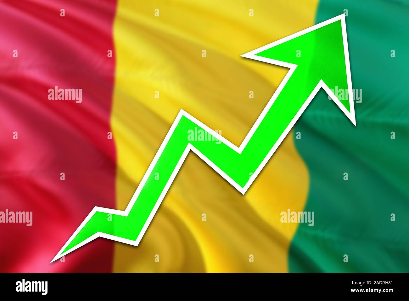 Guinea economy graph is indicating positive growth, green arrow going ...