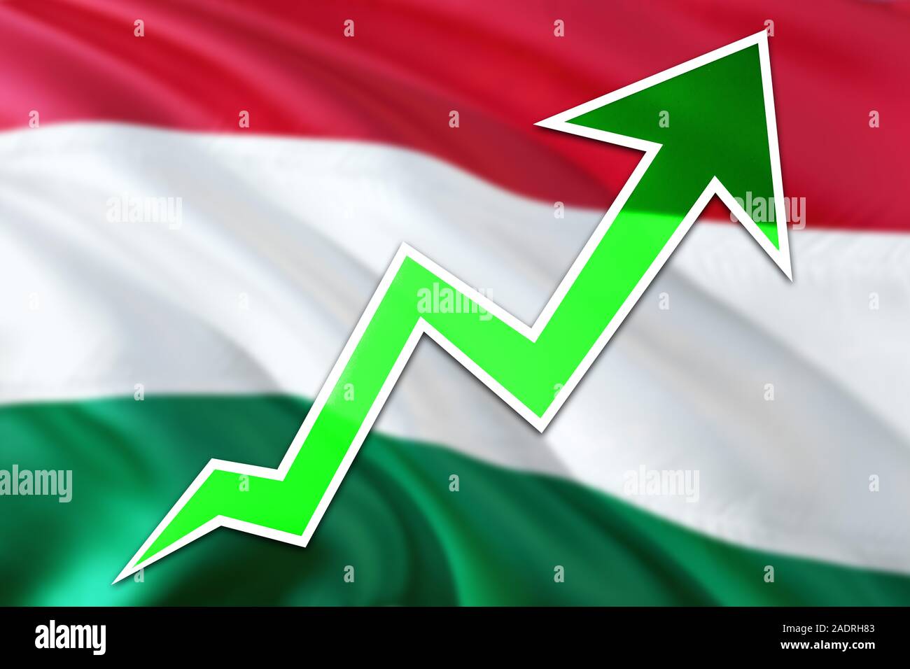 Hungary economy graph is indicating positive growth, green arrow going ...