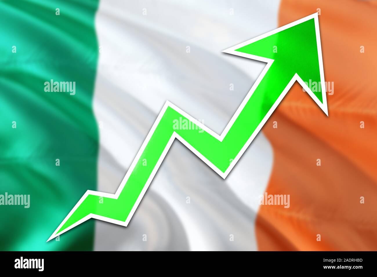 Ireland economy graph is indicating positive growth, green arrow going ...