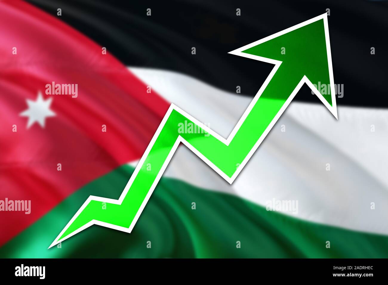Jordan economy graph is indicating positive growth, green arrow going ...