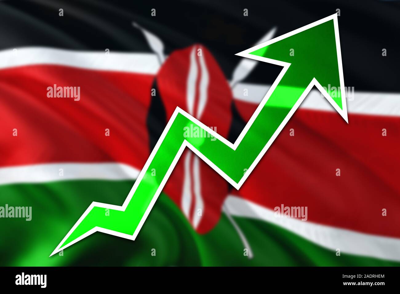 Kenya economy graph is indicating positive growth, green arrow going up ...