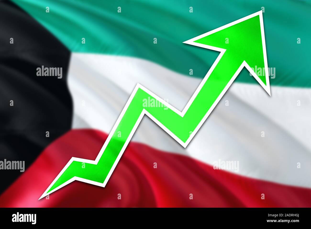 Kuwait economy graph is indicating positive growth, green arrow going ...