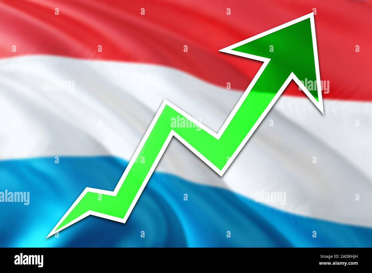 Luxembourg economy graph is indicating positive growth, green arrow ...