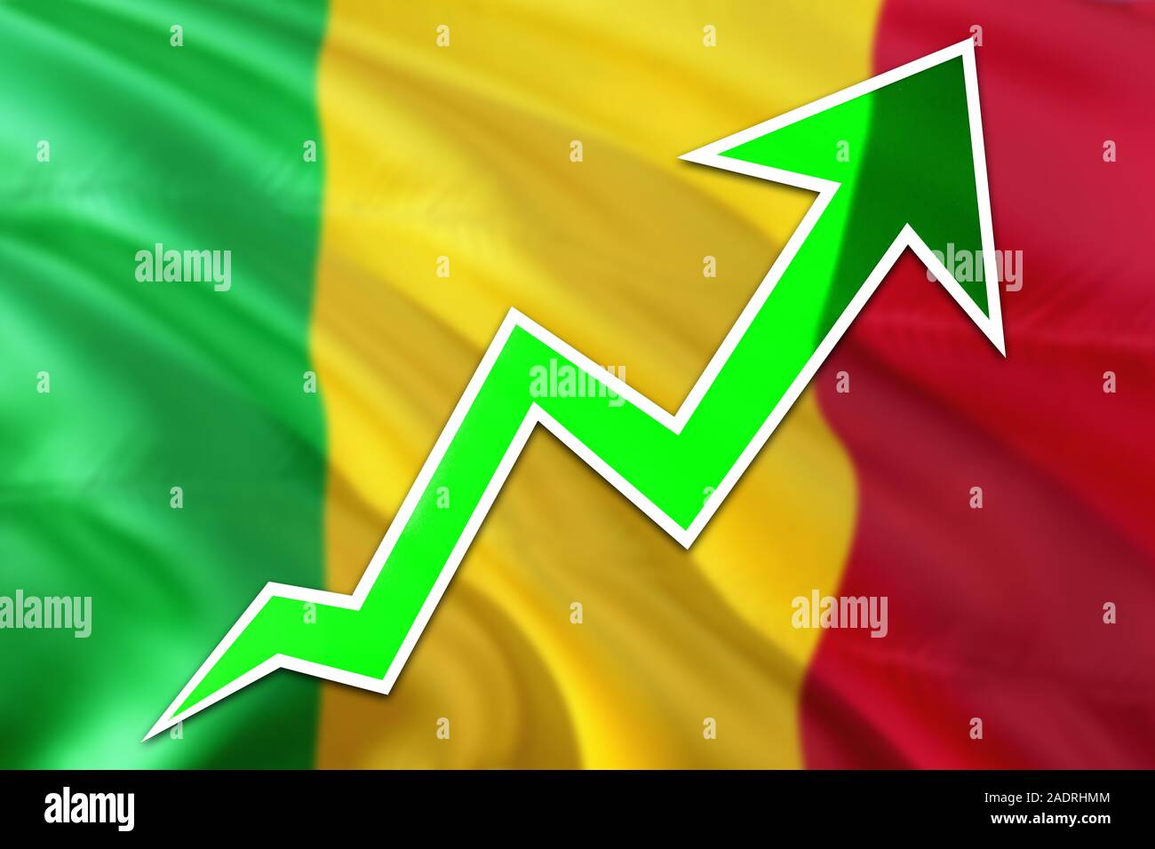 Mali economy graph is indicating positive growth, green arrow going up ...