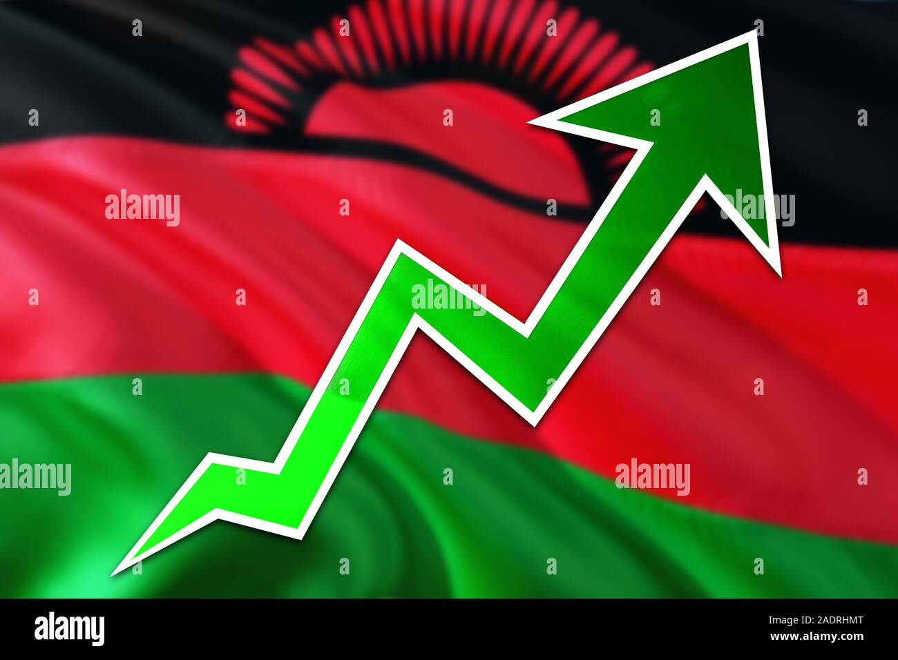 Malawi economy graph is indicating positive growth, green arrow going ...
