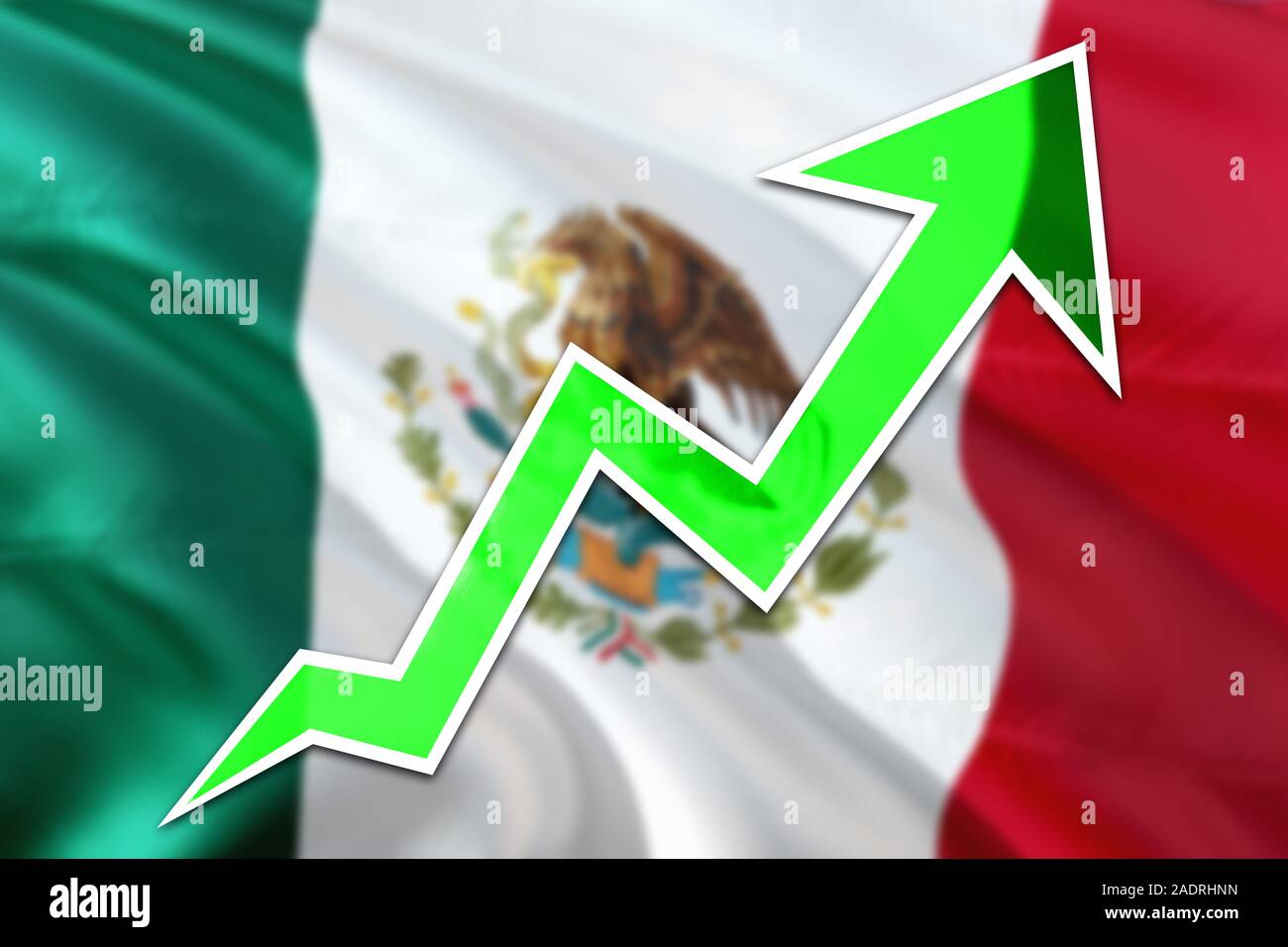 Mexico economy graph is indicating positive growth, green arrow going ...