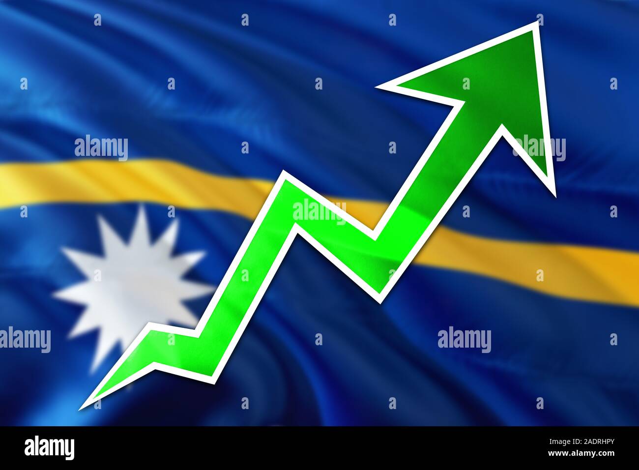 Nauru economy graph is indicating positive growth, green arrow going up ...