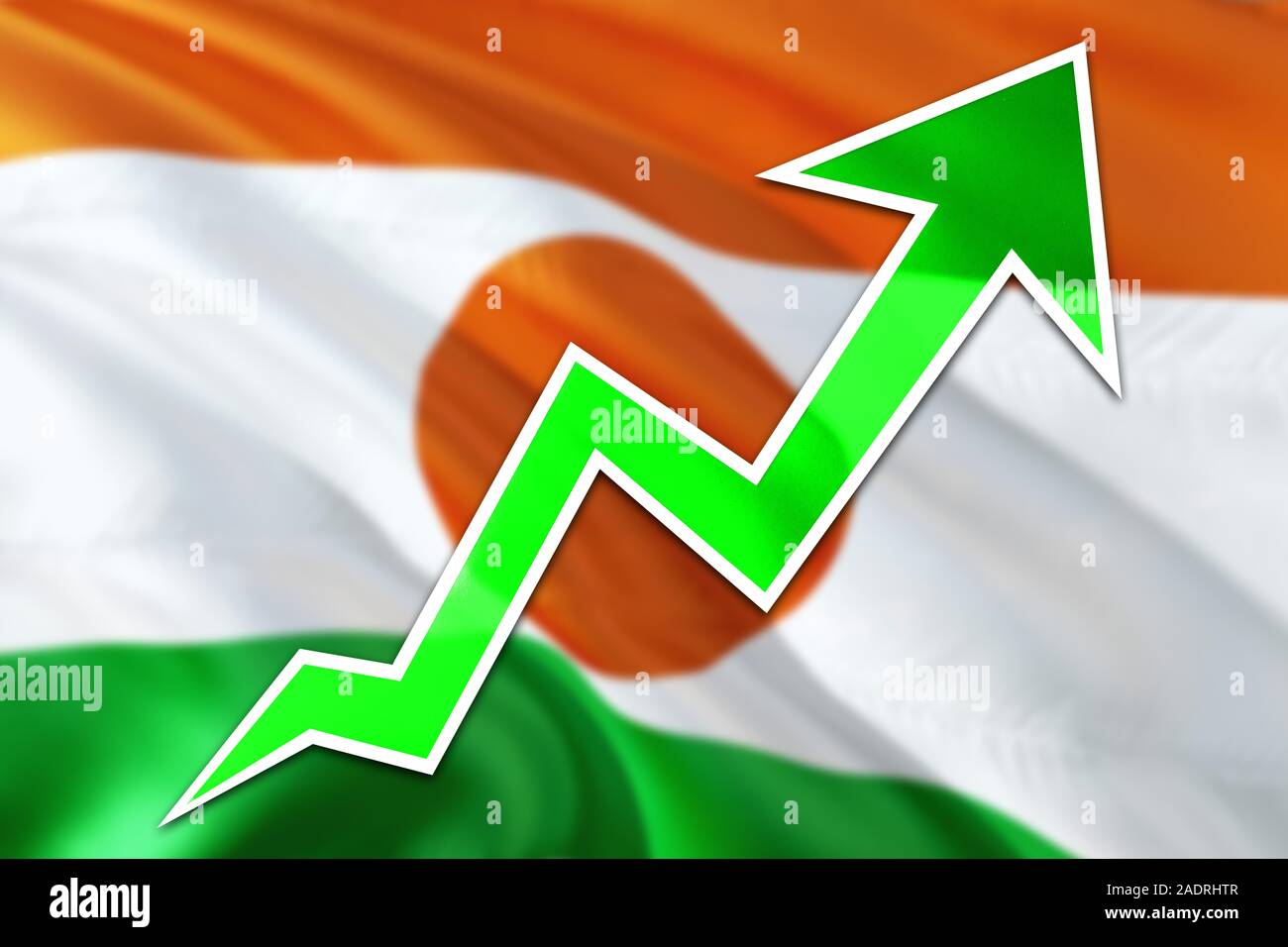 Niger economy graph is indicating positive growth, green arrow going up ...