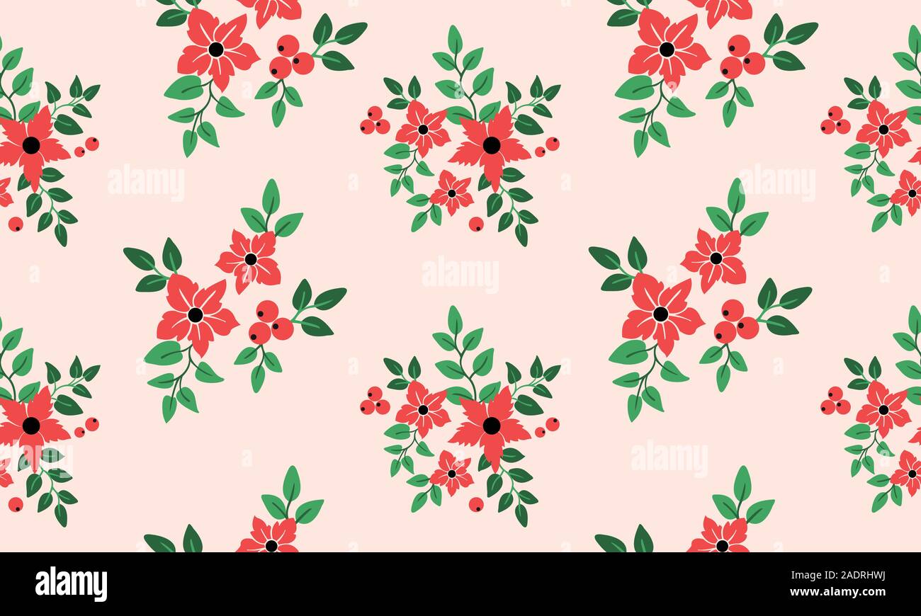Style floral pattern background, bright red flower Stock Vector Image ...