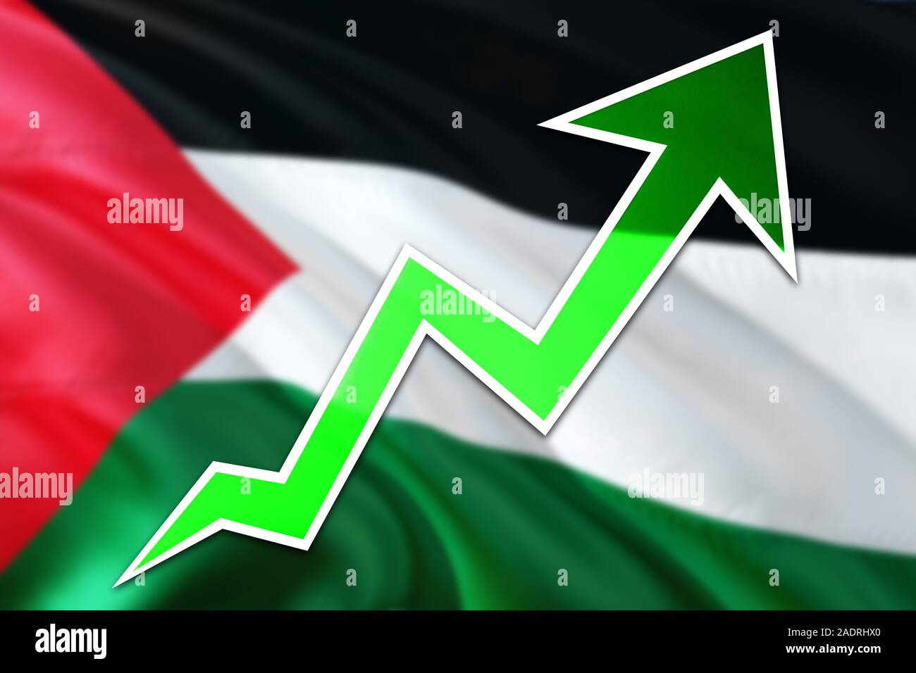 Palestine economy graph is indicating positive growth, green arrow ...