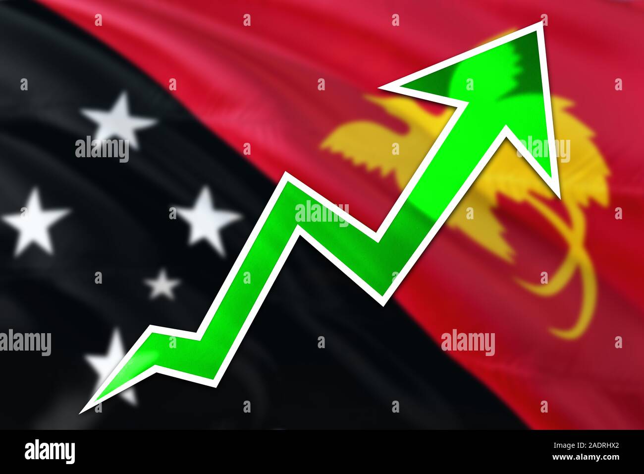 Papua New Guinea economy graph is indicating positive growth, green ...