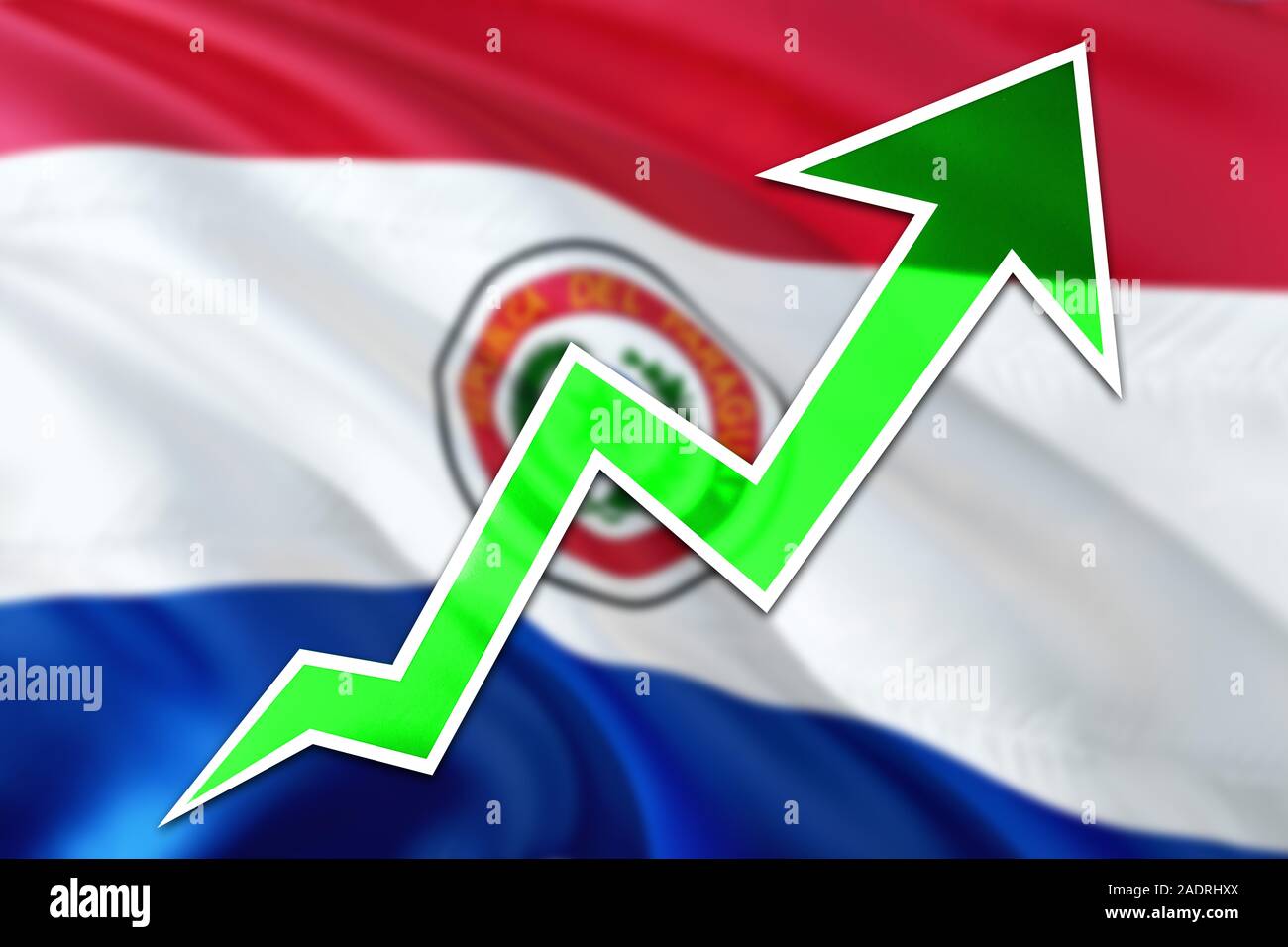 Paraguay economy graph is indicating positive growth, green arrow going ...
