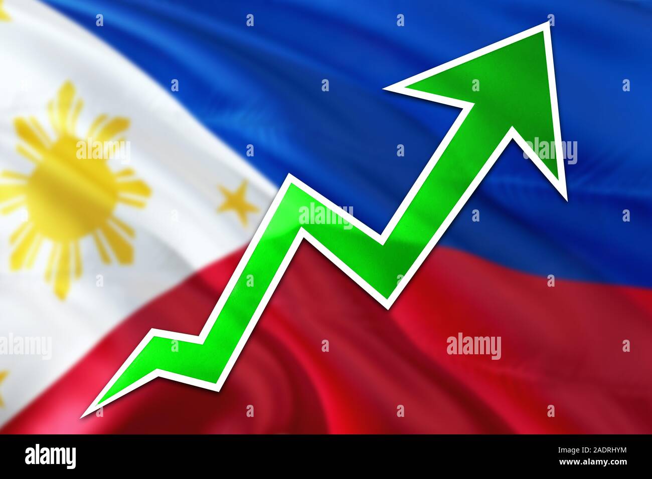 Philippines economy graph is indicating positive growth, green arrow ...