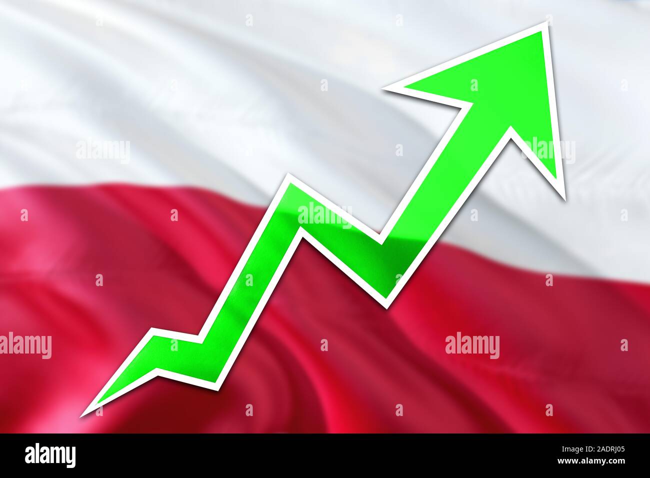 Poland economy graph is indicating positive growth, green arrow going ...
